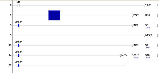 Mitsubishi plc “FOR” instruction – PLC ONE